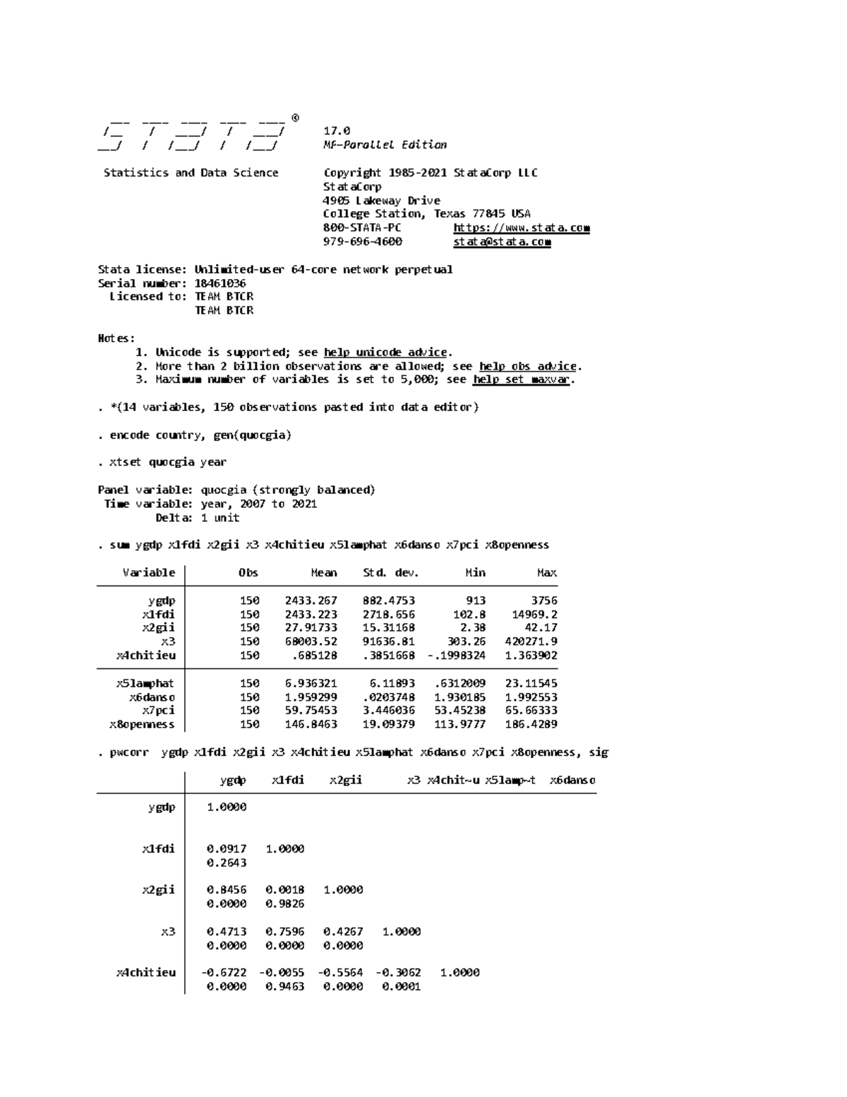 Stata co dieu tiet - eeeeeeeeeeeeeeeeeeg - ___ ____ ____ ____ ____ © /__ / ____/ / ____/ 17. 0 ...