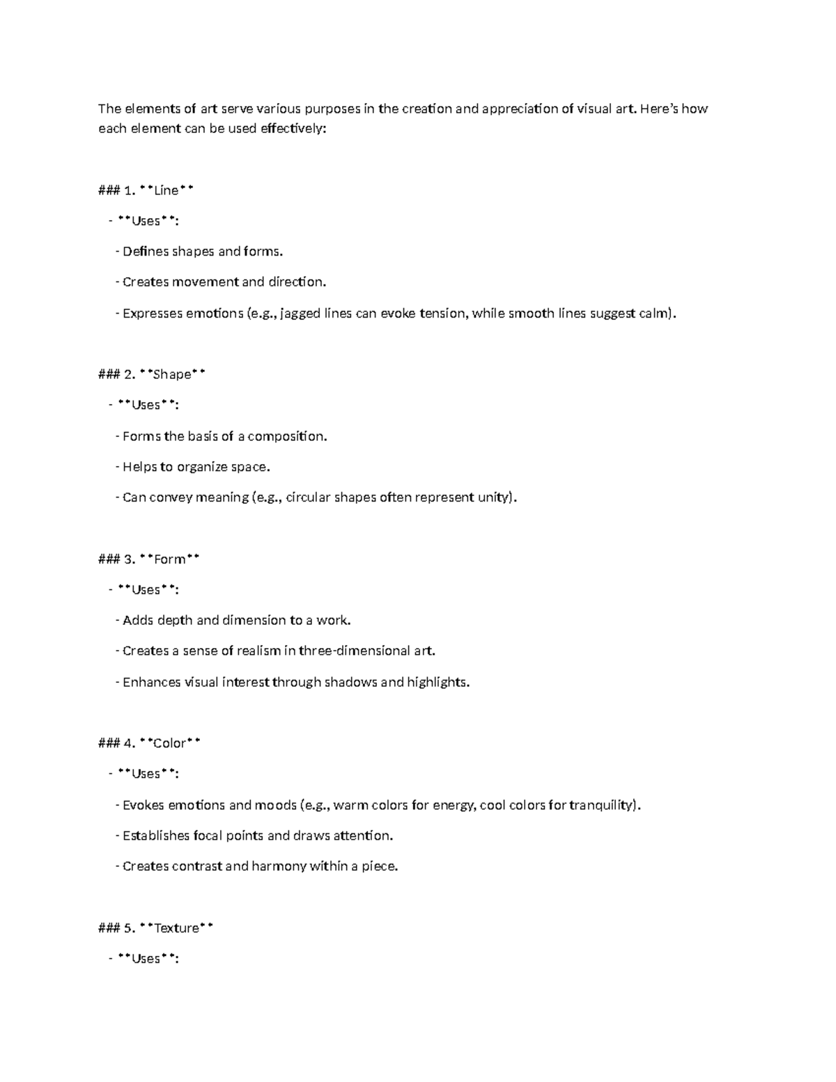 Elements of art - Here’s how each element can be used effectively: 1 ...