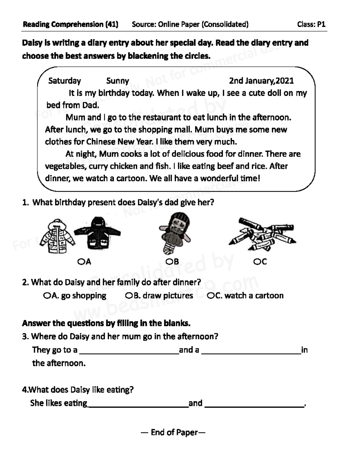 41-45 P1 English Reading Comprehension - english ielts - Studocu