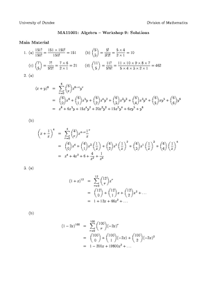 Sheet 2-Solns - University of Dundee Division of Mathematics MA11001 ...