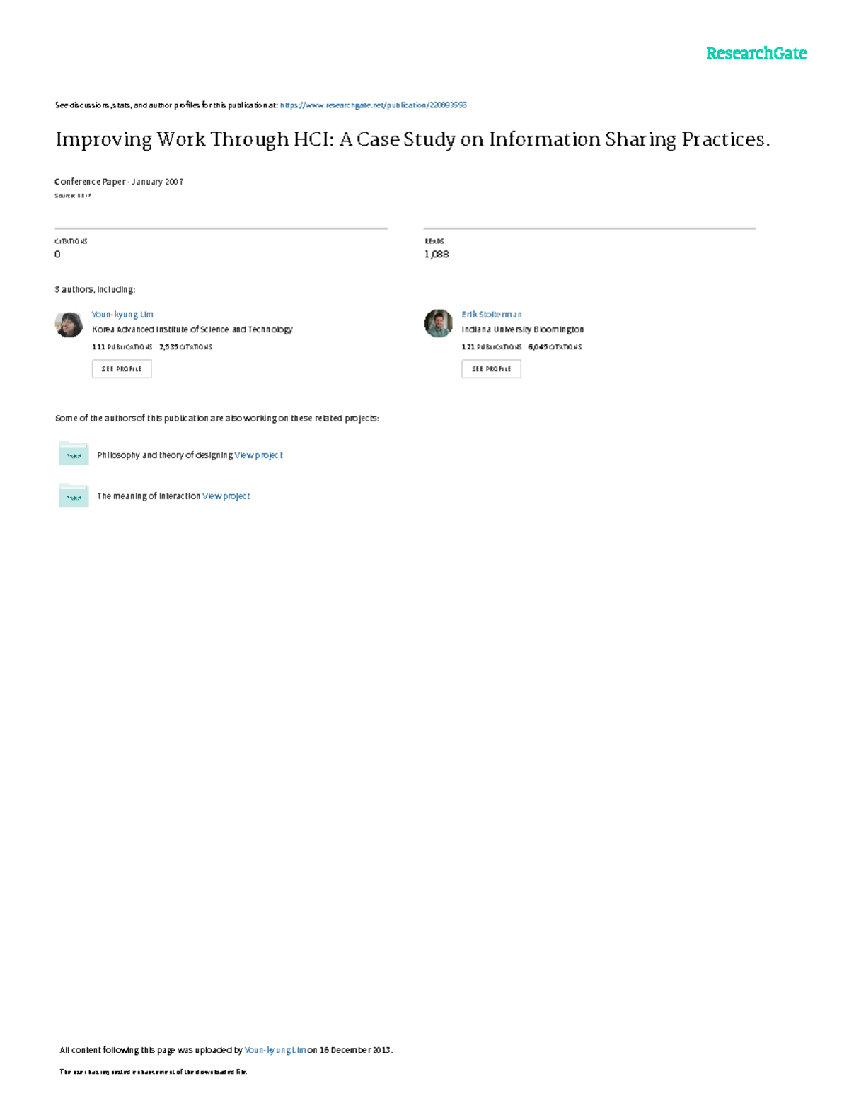 Improving Work Through HCI A Case Study on Informa - See discussions ...
