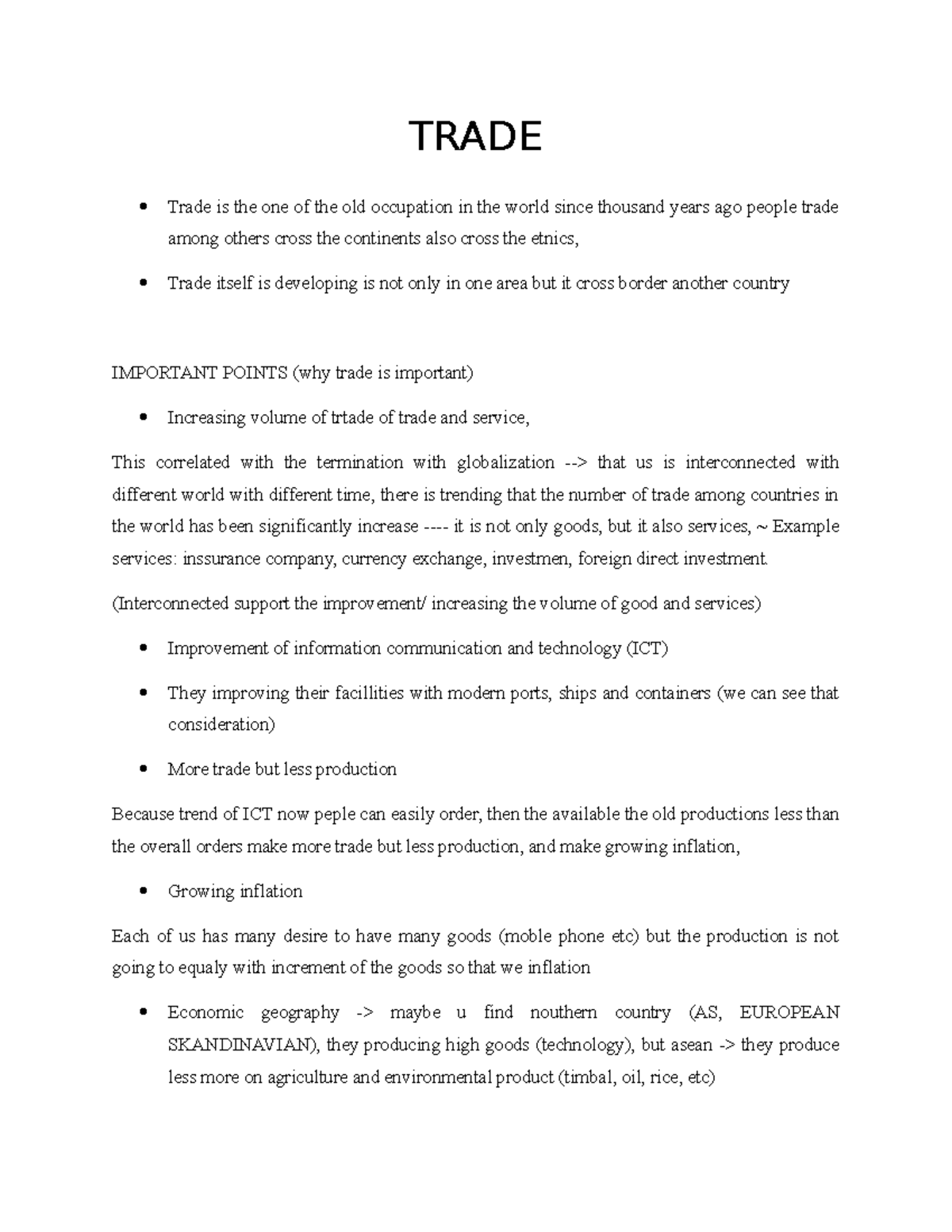 Catatan Trade - TRADE Trade is the one of the old occupation in the ...