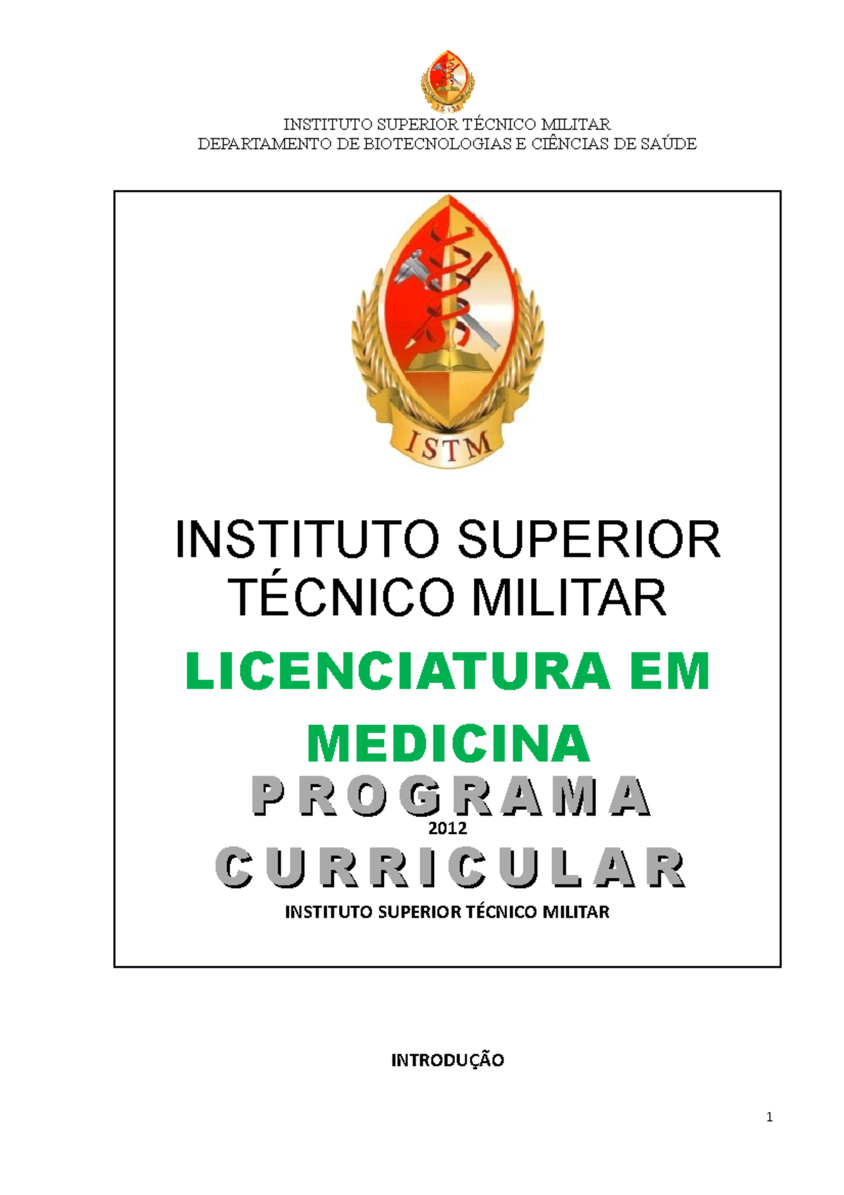 Programa Curricular Curso DE Medicina DO ISTM-09-12-2014 - DEPARTAMENTO ...