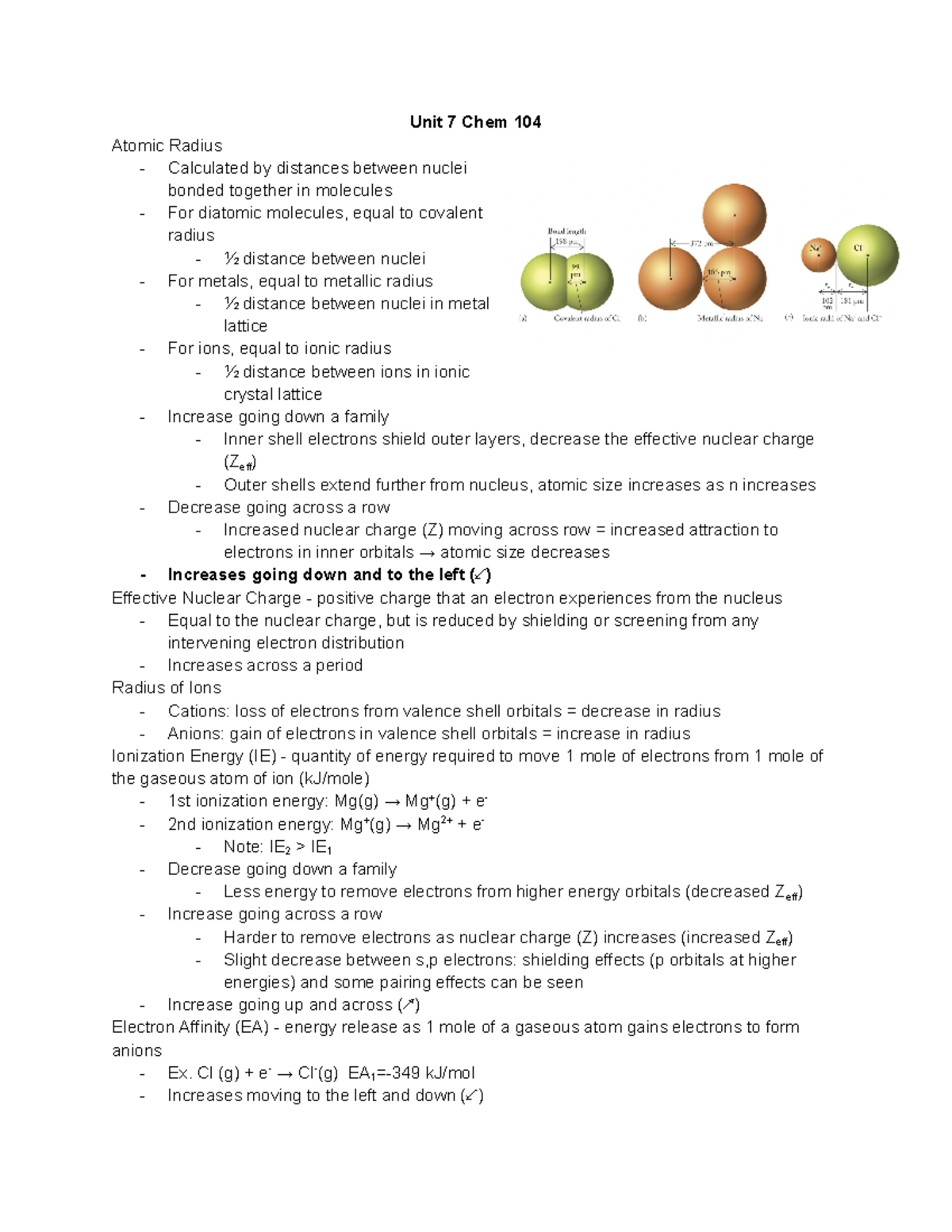 Unit 7, 8, & 9 Chem 104 - Notes of formulas and definitions - Unit 7 ...