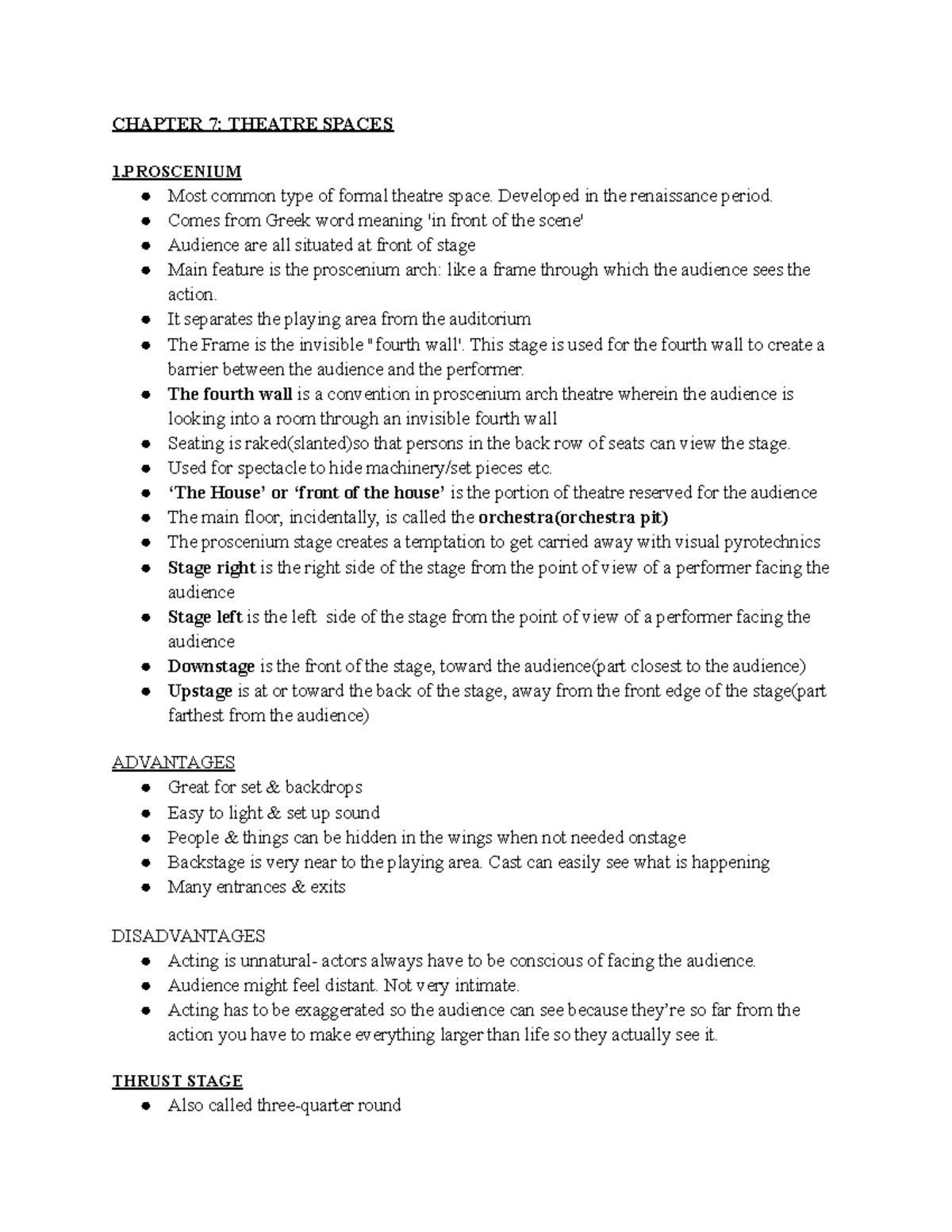 Thea 100 ch7-10 study guide - CHAPTER 7: THEATRE SPACES 1 Most common ...