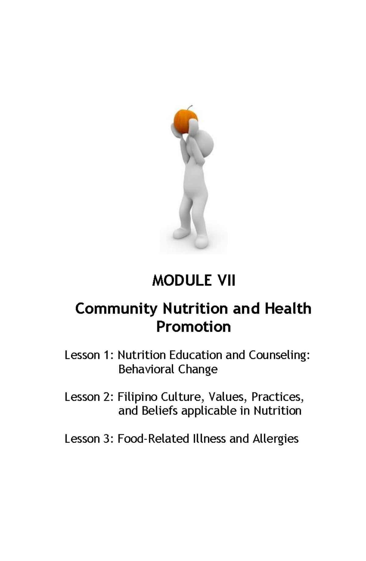 Module-VII - ... - MODULE VII Community Nutrition and Health Promotion ...