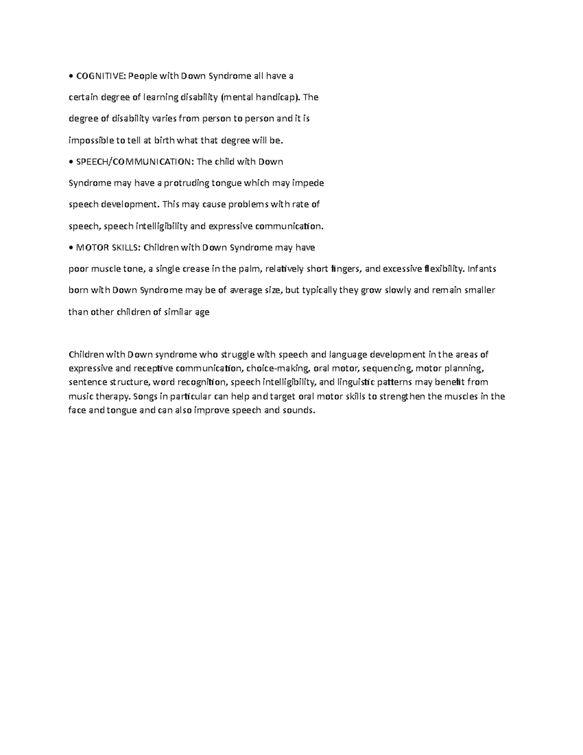 DOWN Syndrome - COGNITIVE: People with Down Syndrome all have a certain ...