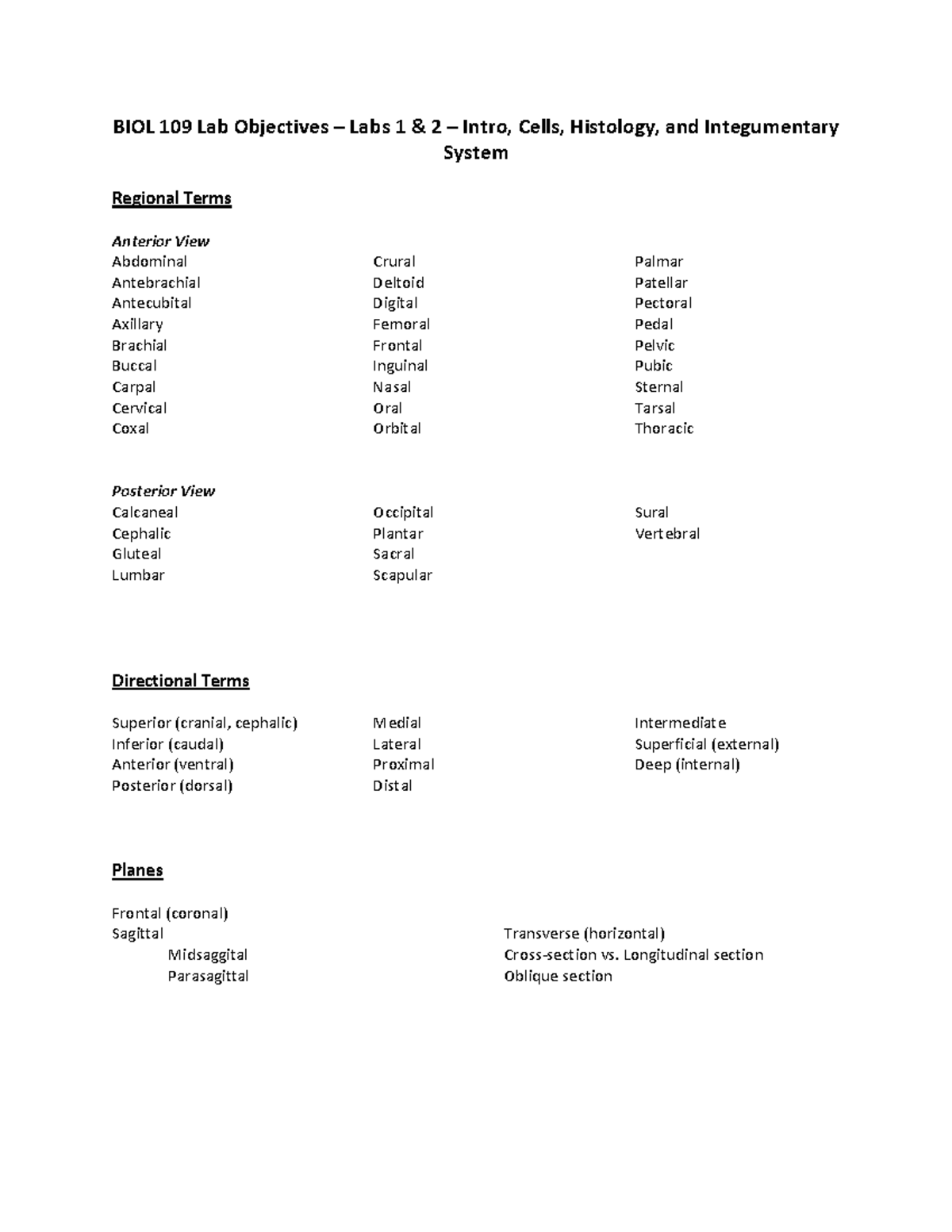 BIOL 109 Lab Objectives 1 and 2 - BIOL 109 Lab Objectives – Labs 1 & 2 ...