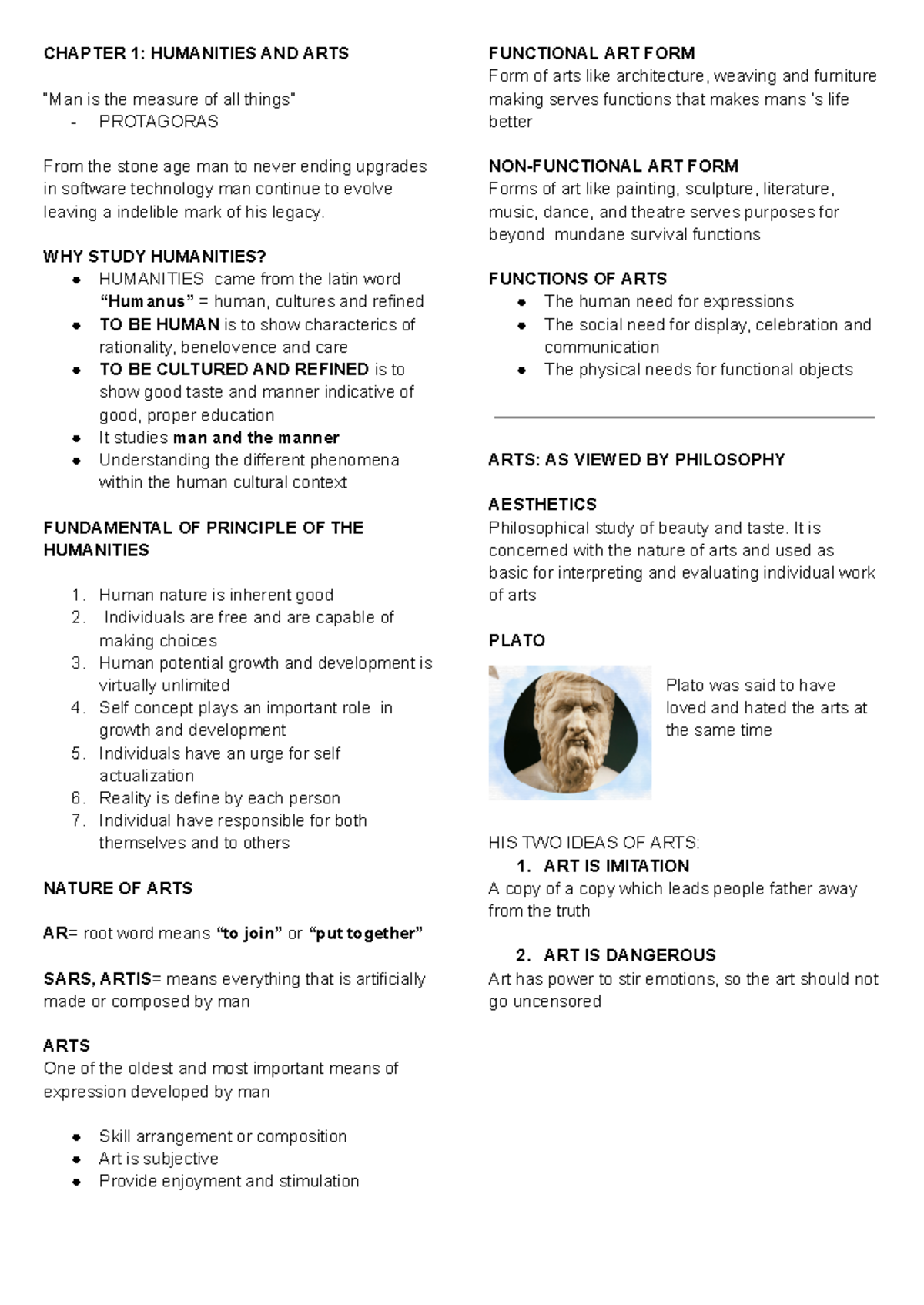 Art app module - art app lecture - CHAPTER 1: HUMANITIES AND ARTS “Man ...