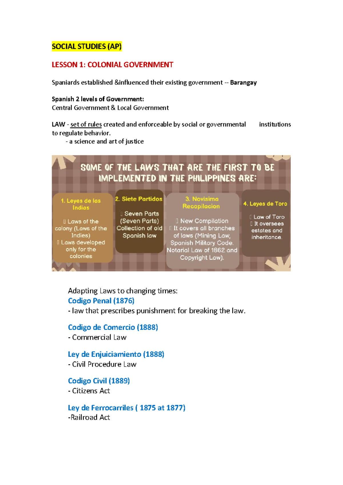 Q3 AP - lecture - SOCIAL STUDIES (AP) LESSON 1: COLONIAL GOVERNMENT ...