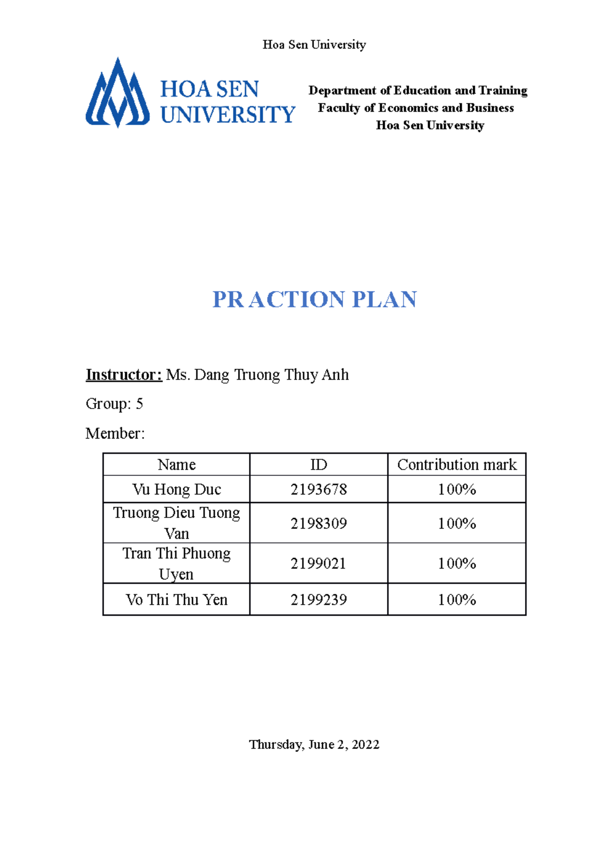 PR Action PLAN- Group 3 -1777 - Department of Education and Training ...