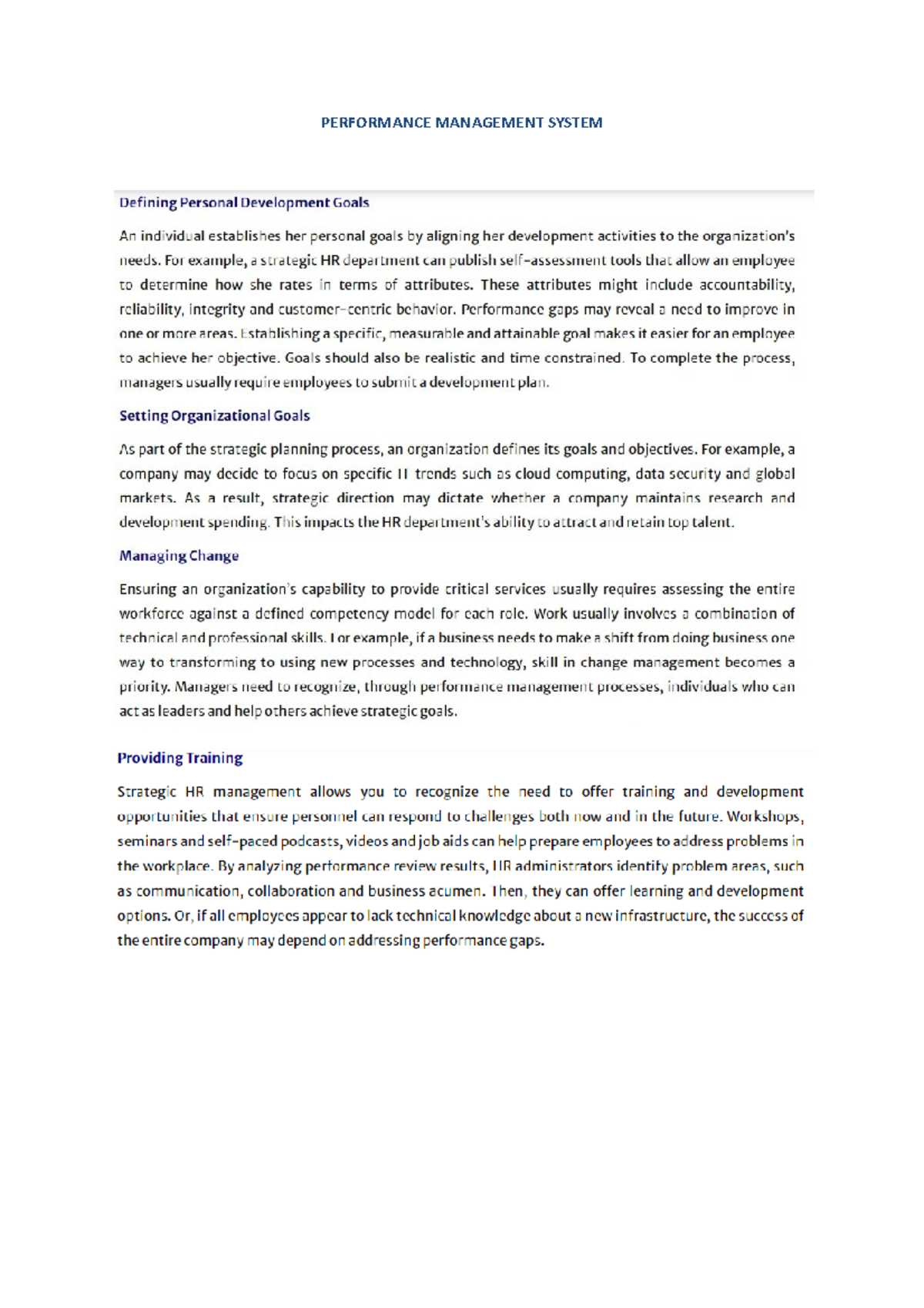 Pms - PERFORMANCE MANAGEMENT SYSTEM Ensure what HR is suppose to do 3 R ...