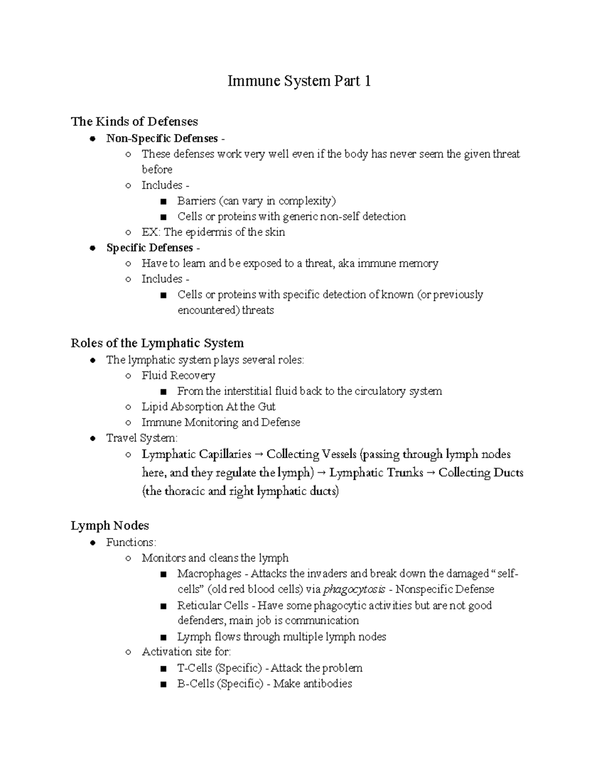 Immune System Part 1 Lecture Notes 1 Immune System Part 1 The Kinds
