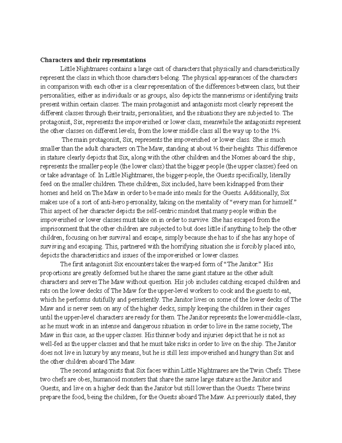 Ad Comp exploratory draft extra content - Characters and their ...