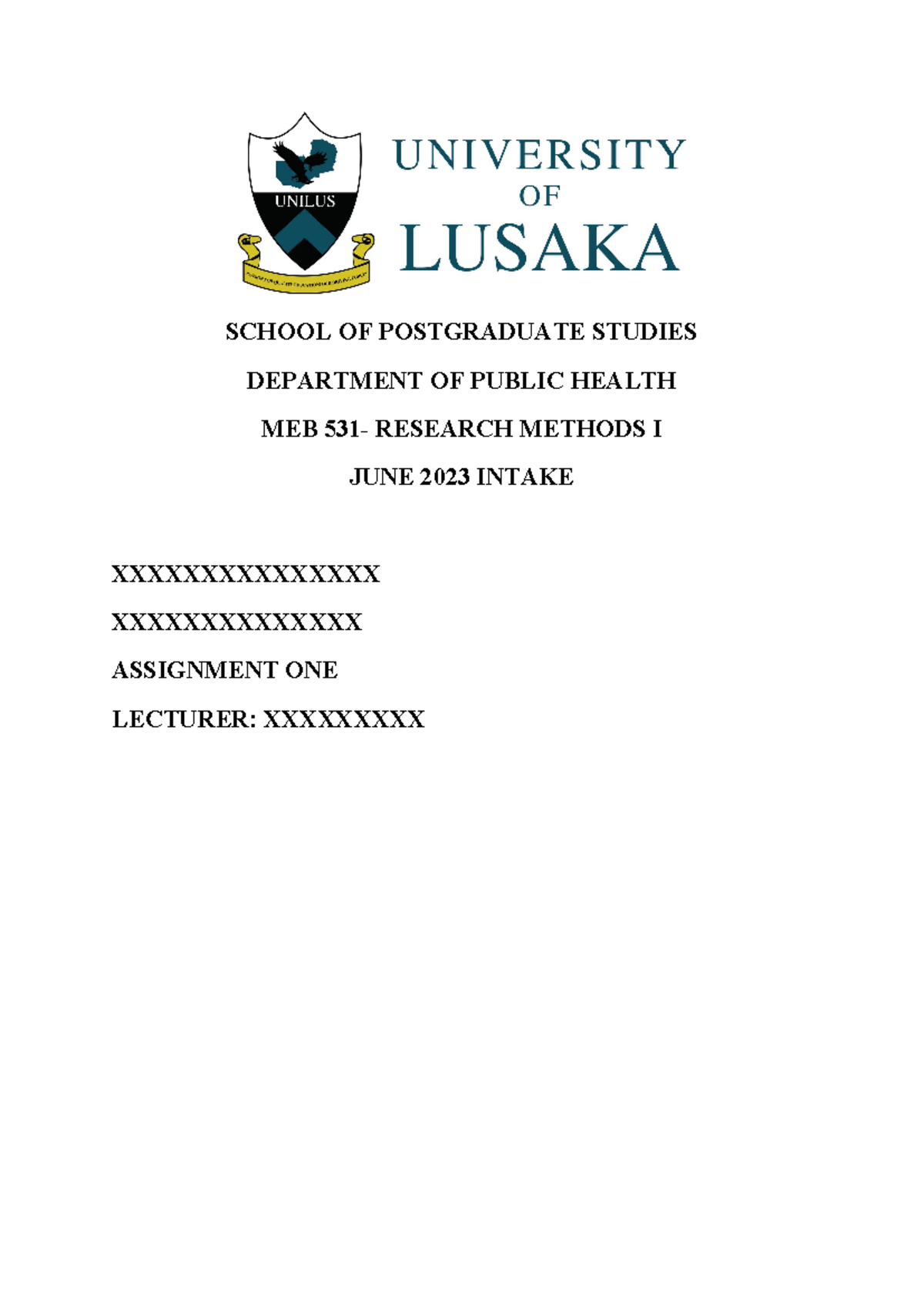 MEB 531- Research Methods I - SCHOOL OF POSTGRADUATE STUDIES DEPARTMENT ...