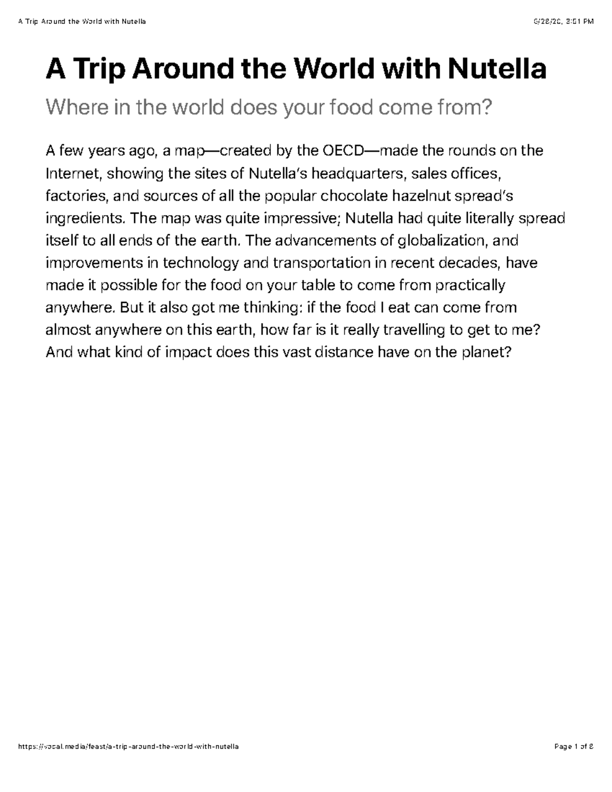 A Trip Around the World with Nutella - The map was quite impressive ...