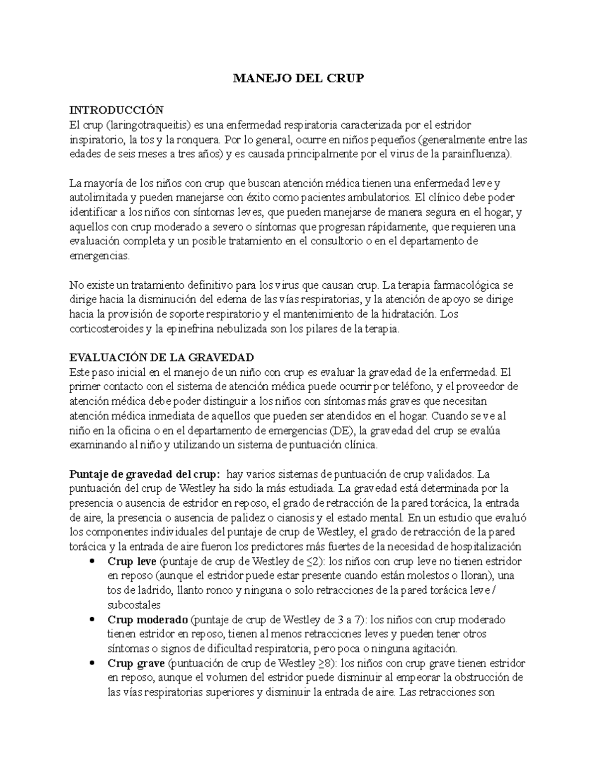 Manejo DEL CRUP - MANEJO DEL CRUP INTRODUCCIÓN El crup ...