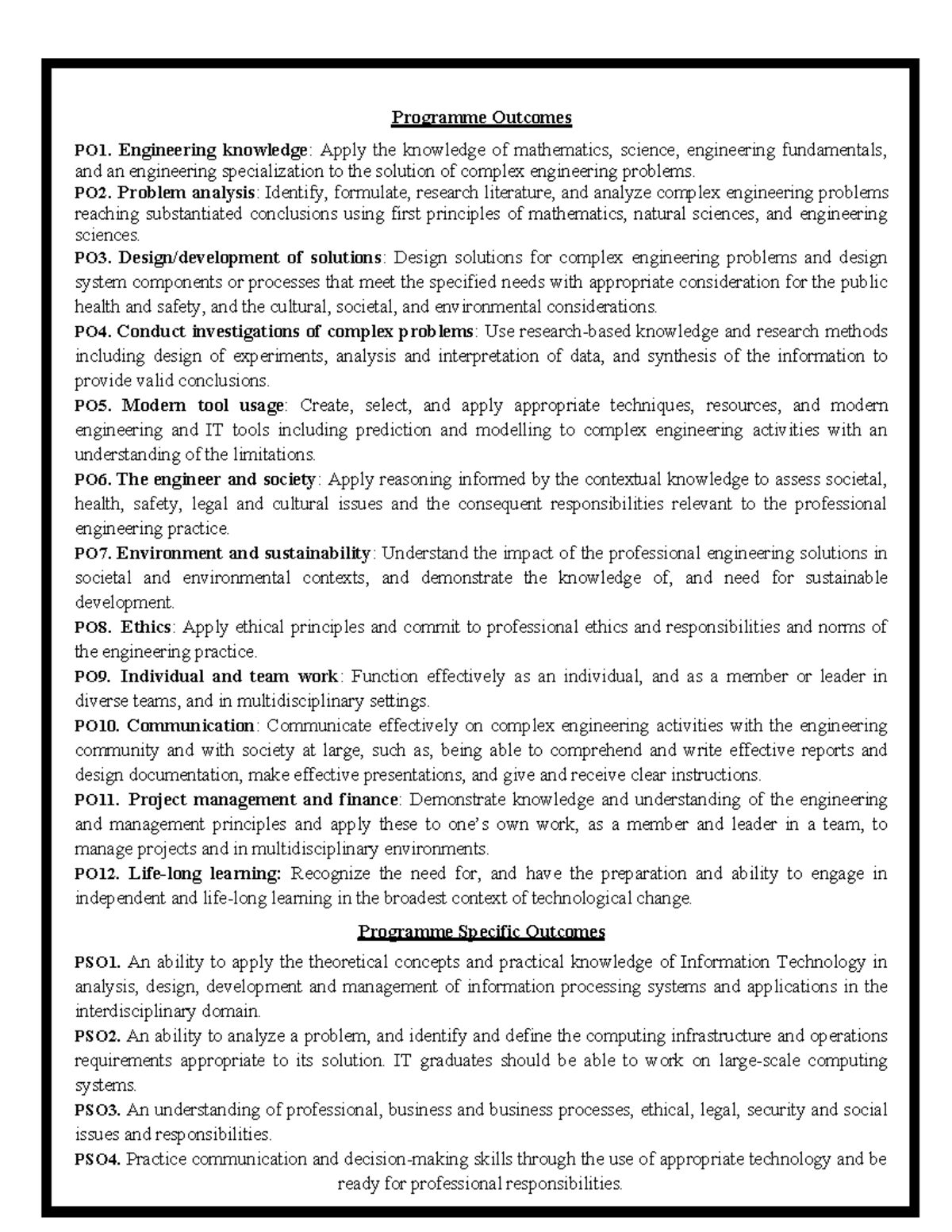 Adbms Lab Manual LP -I new - Programme Outcomes PO1. Engineering knowledge: Apply the knowledge ...