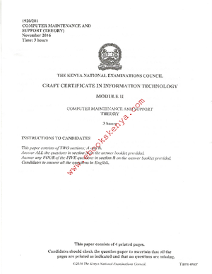 Structured programming KNEC 2017 past paper – Kenyan Exams - computer ...