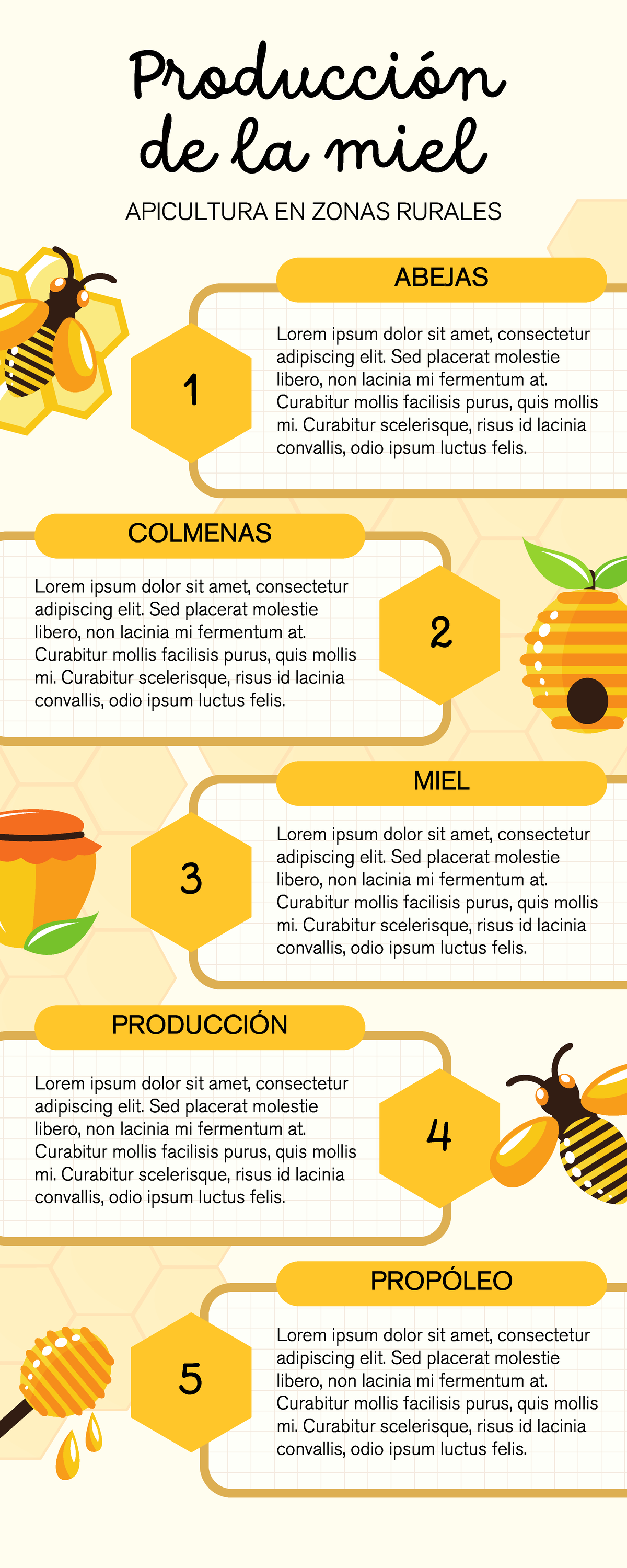 Infografía Lista Apicultura Abejas Ilustrado Amarillo - Producción de la miel APICULTURA EN ...