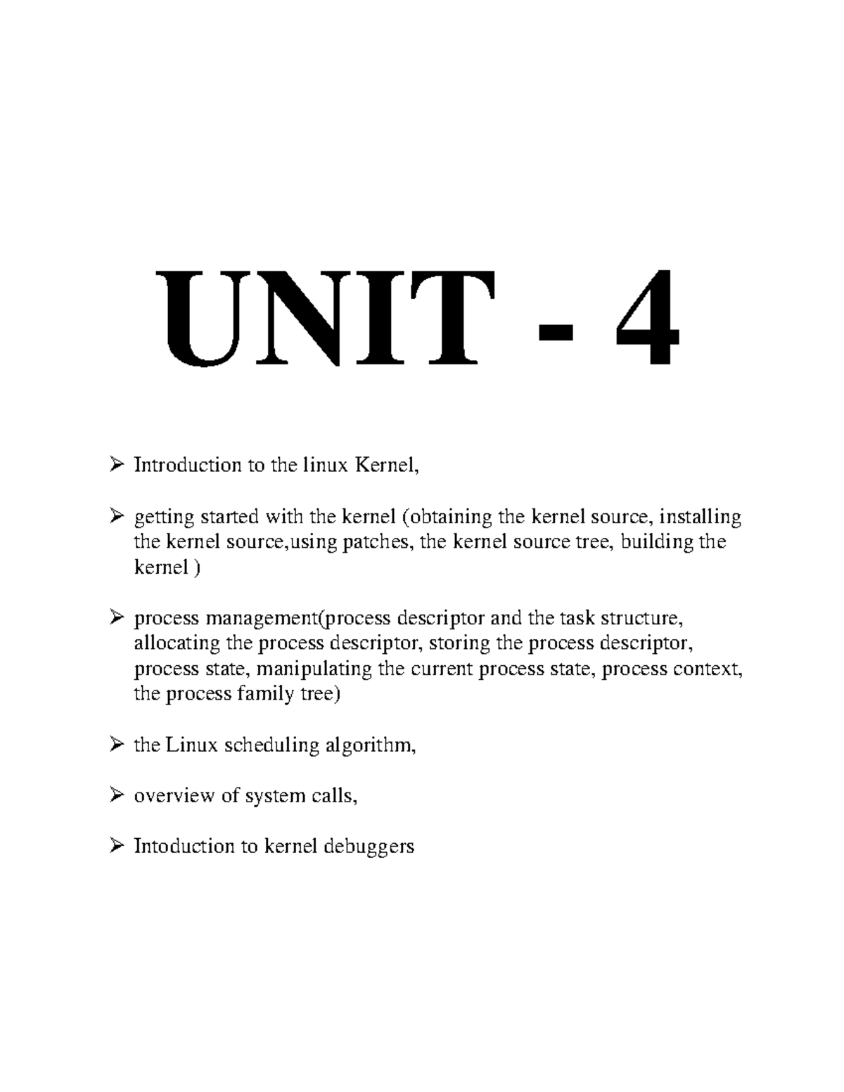 Unit 4 -1 - Impt notes - UNIT - 4 Introduction to the linux Kernel ...