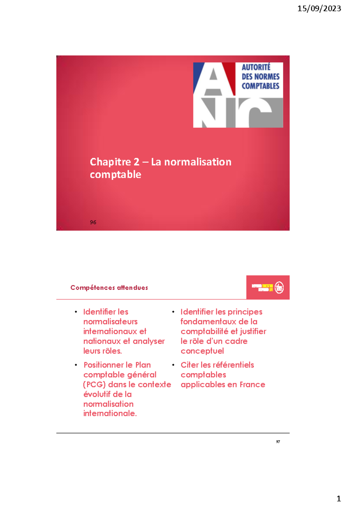DCG10-Th.1 Titre 2 Normalisation comptable - Chapitre 2 – La normalisation comptable 96 ...