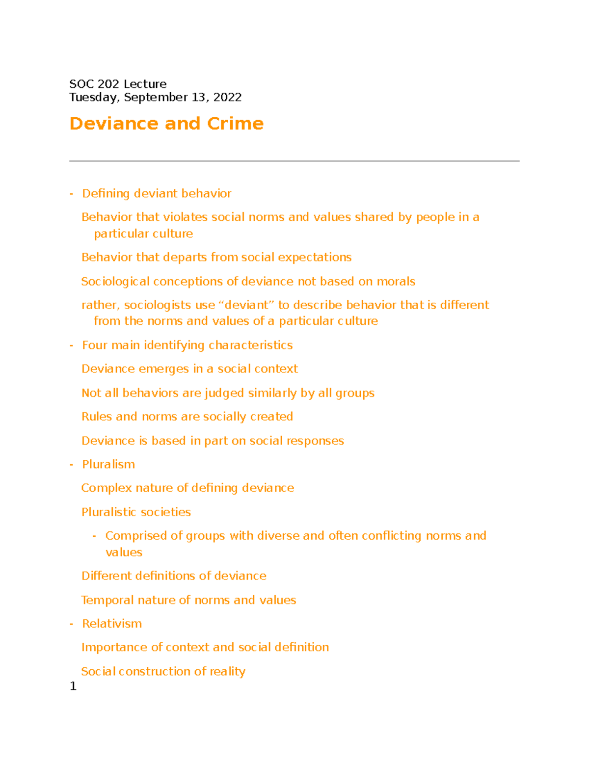 SOC 202 Lecture Week 4 - Principles of Sociology SOC 202 Dr. Tom ...