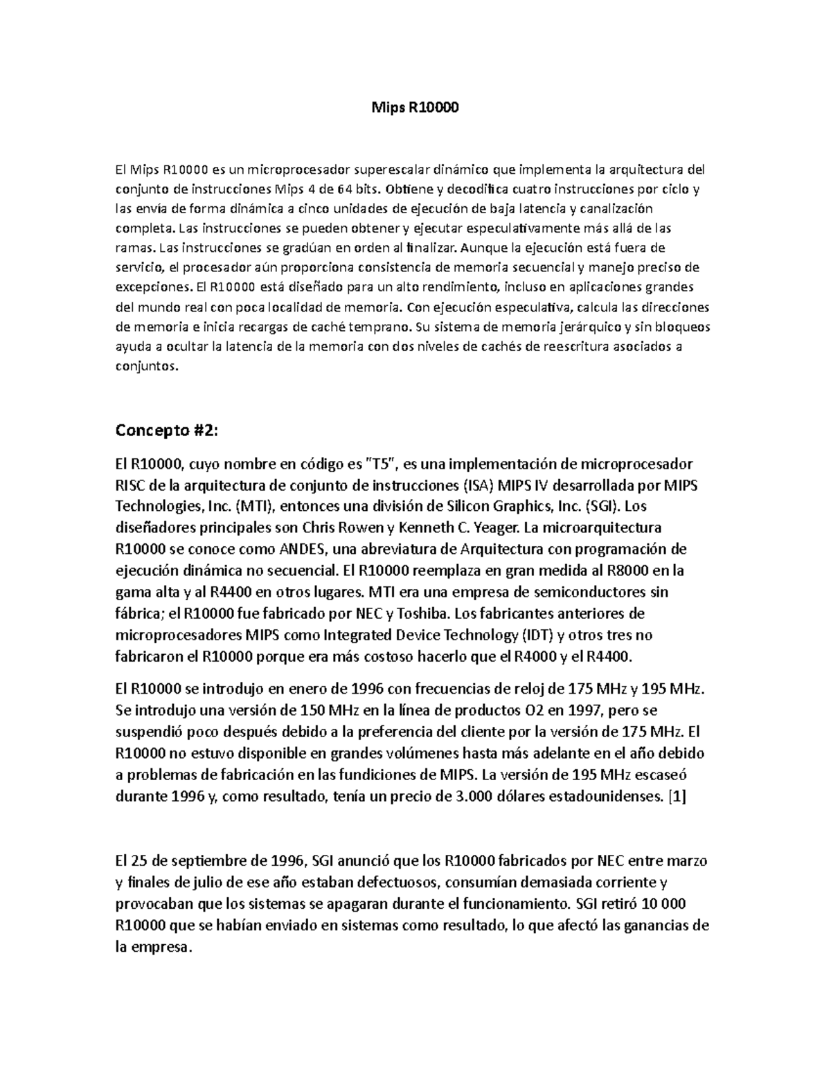 Mips R10000 - gre - Mips R El Mips R10000 es un microprocesador ...