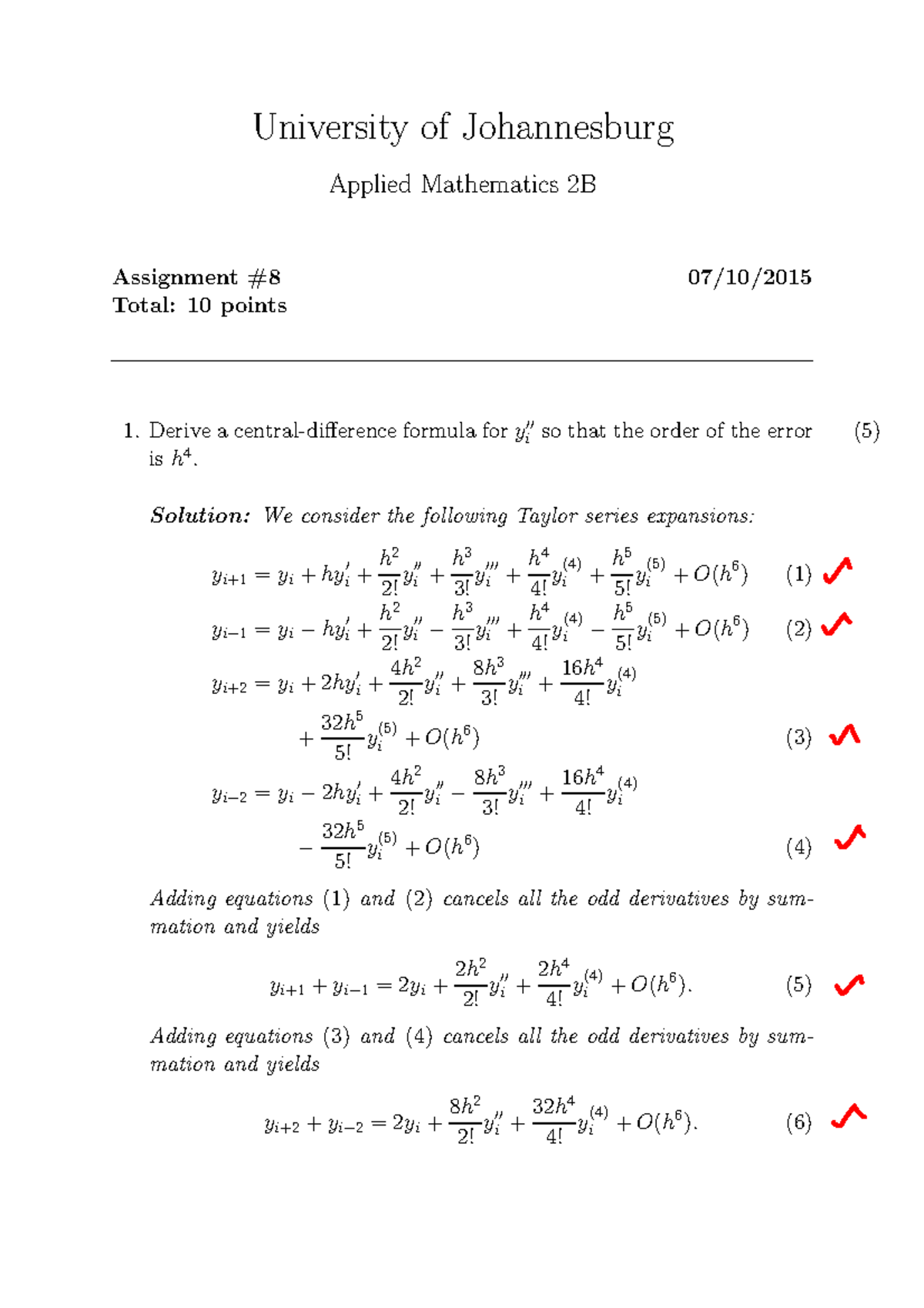 Apm2b10-tutorial-2015 assignment 8 marking-memo - University of ...