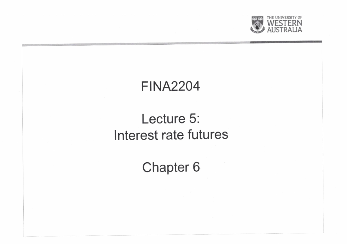 FINA2204 Lecture 5 - Scanned copy - 309999 - Studocu