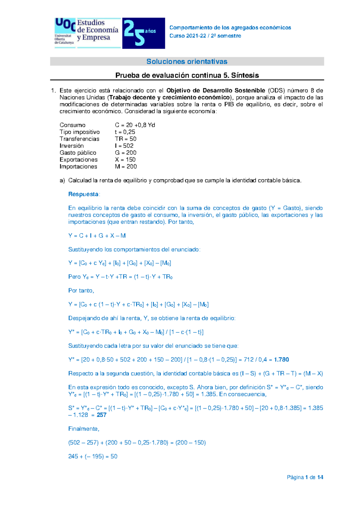 Solpec 5 - PEC de Comportamiento de los Agregados Económicos - Comportamiento de los agregados ...