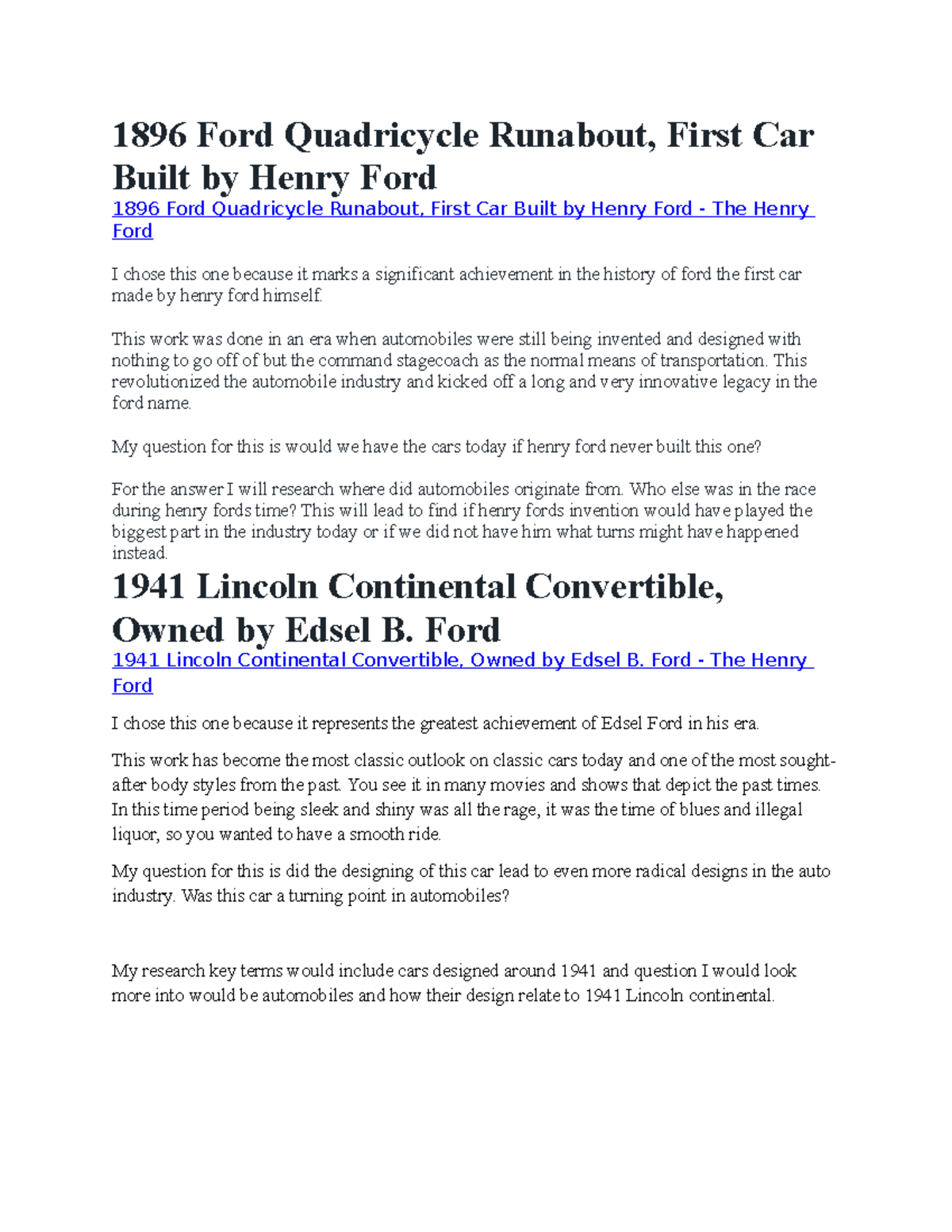 1896 Ford Quadricycle Runabout - 1896 Ford Quadricycle Runabout, First ...