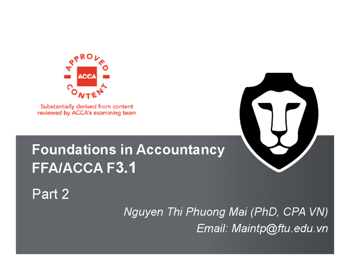F3 - slide for learning F3 - Foundations in Accountancy F3 Part 2 ...
