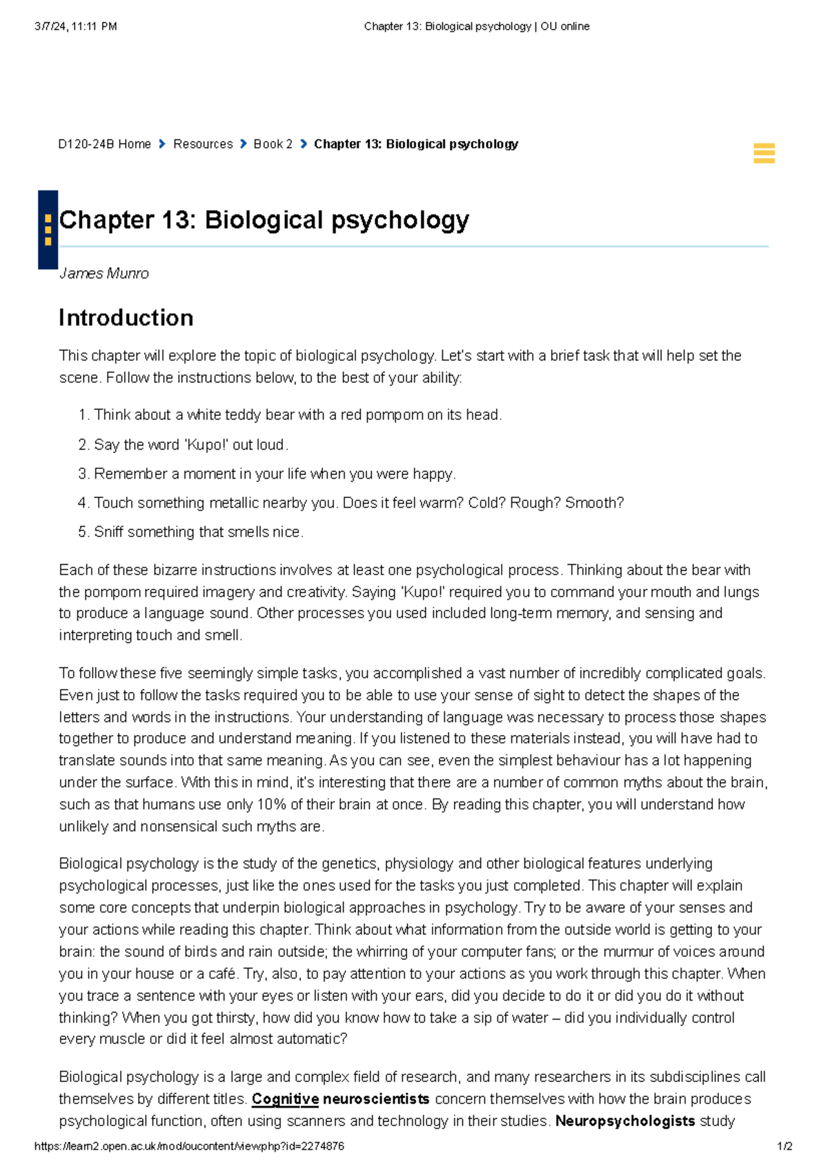 Chapter 13-1 Biological psychology - open.ac/mod/oucontent/view.php?id ...