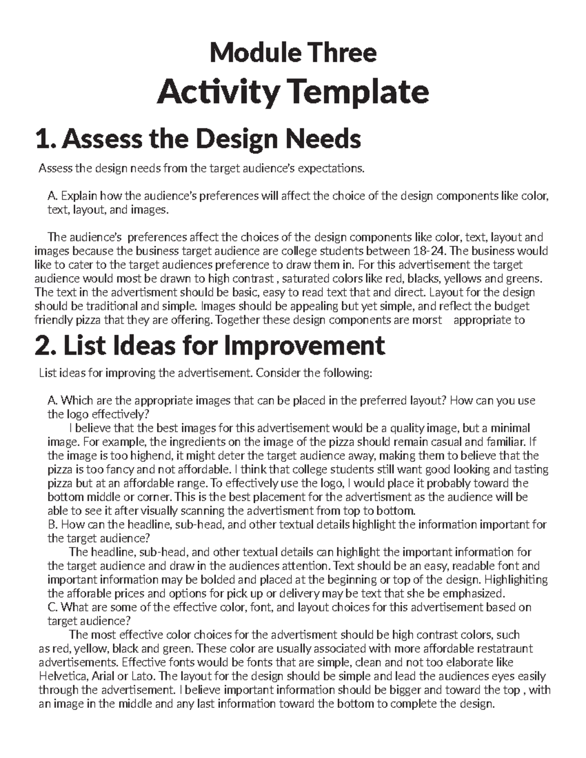 Module 3- Activity Template. Smorales - Module Three Activity Template ...