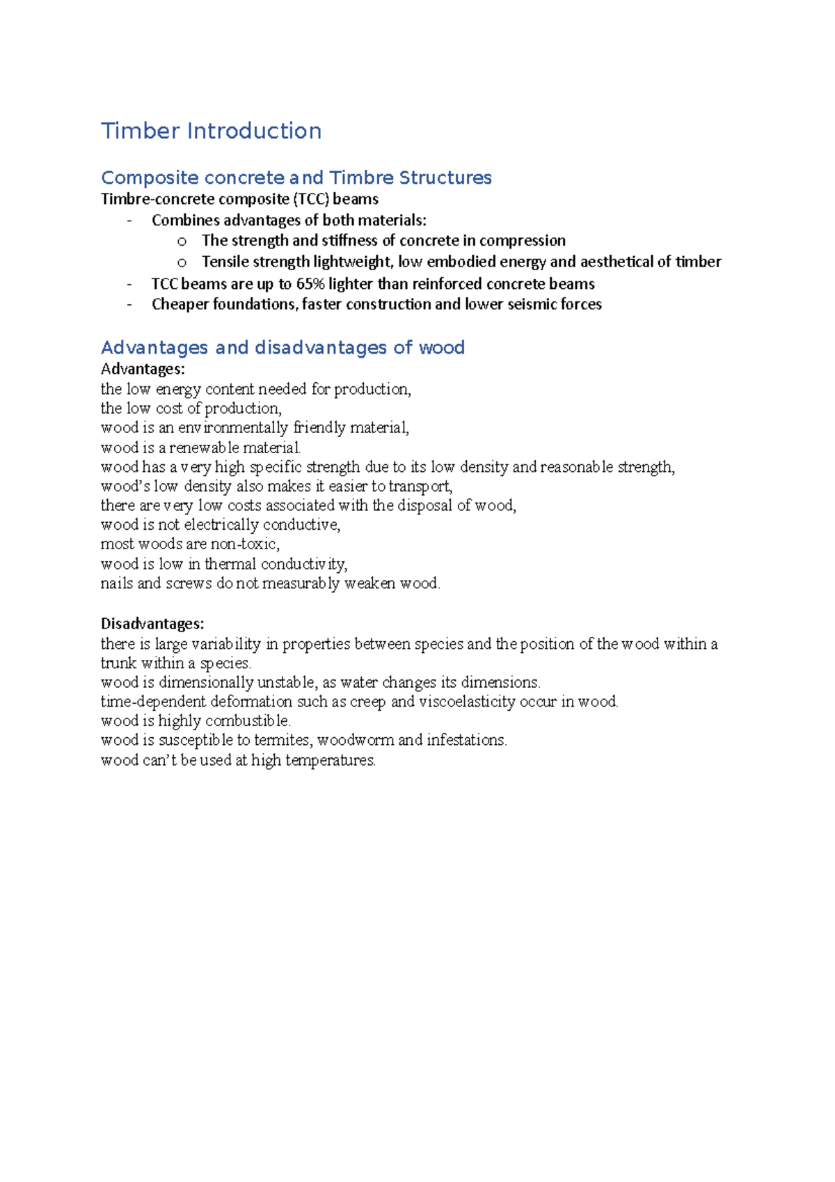 CIV2235 test 2 notes - Timber Introduction Composite concrete and ...