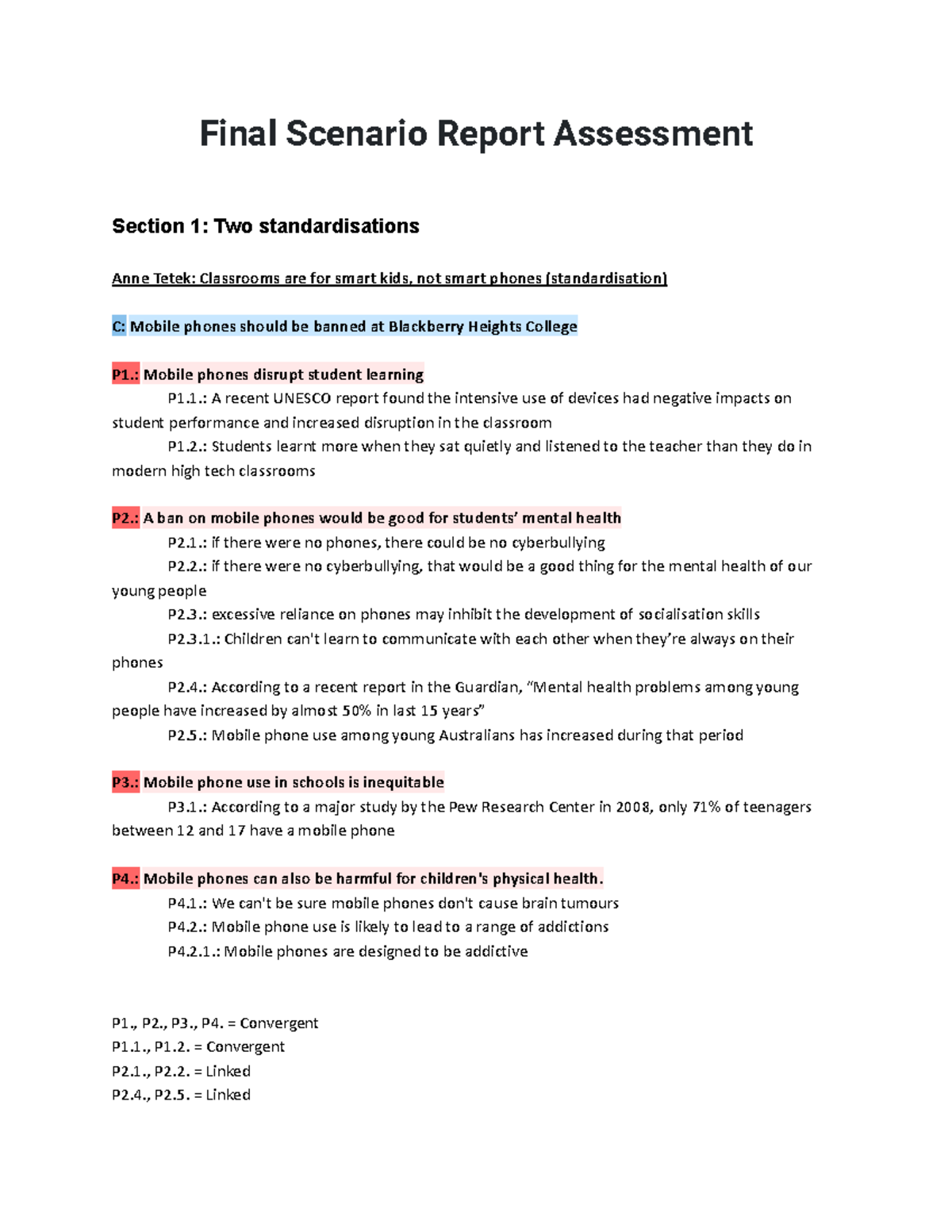 Critical Thinking - Final Scenario Report Assessment - Final Scenario ...