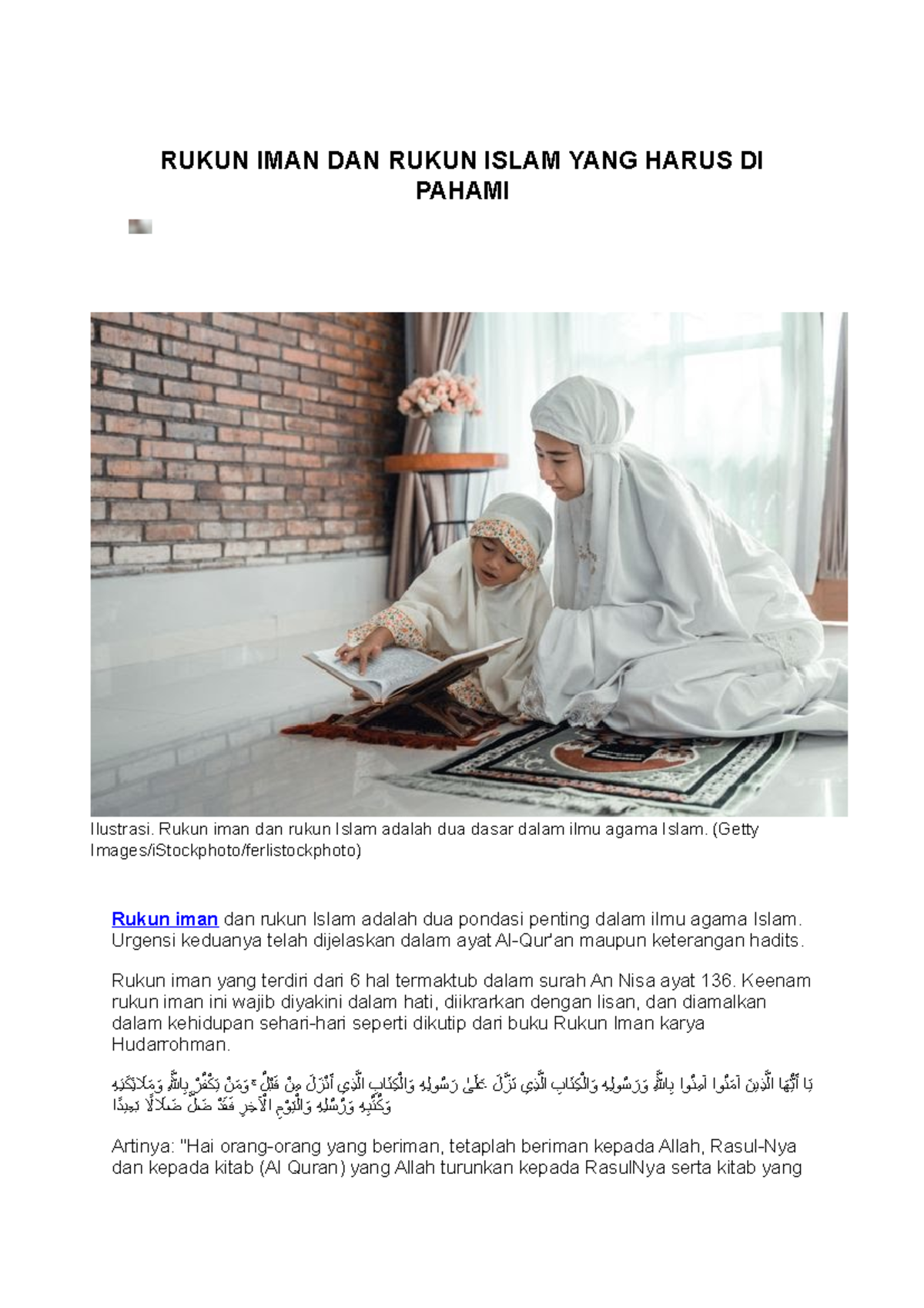 Agama Islam - Rukun IMAN DAN Rukun Islam - RUKUN IMAN DAN RUKUN ISLAM YANG HARUS DI PAHAMI - Studocu