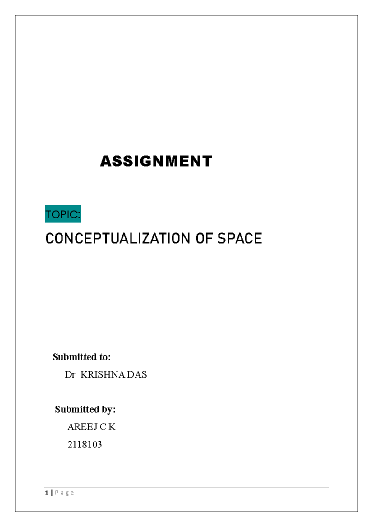 Coceptulization OF Space - ASSIGNMENT TOPIC: CONCEPTUALIZATION OF SPACE ...