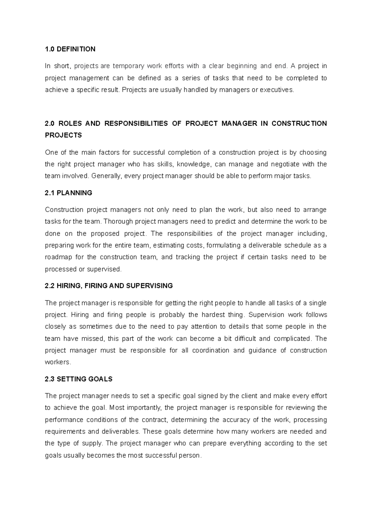 Responsibilities OF Project Manager in Construction Industry - 1 ...