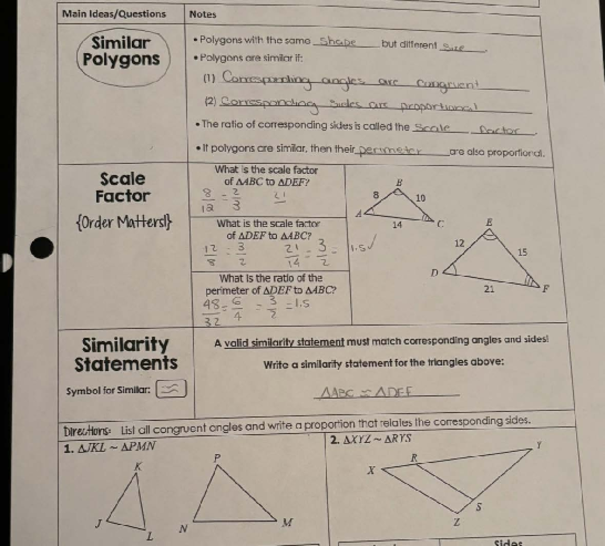 Pdf - chem - Main Notes Similar Polygons with the same shape but ...