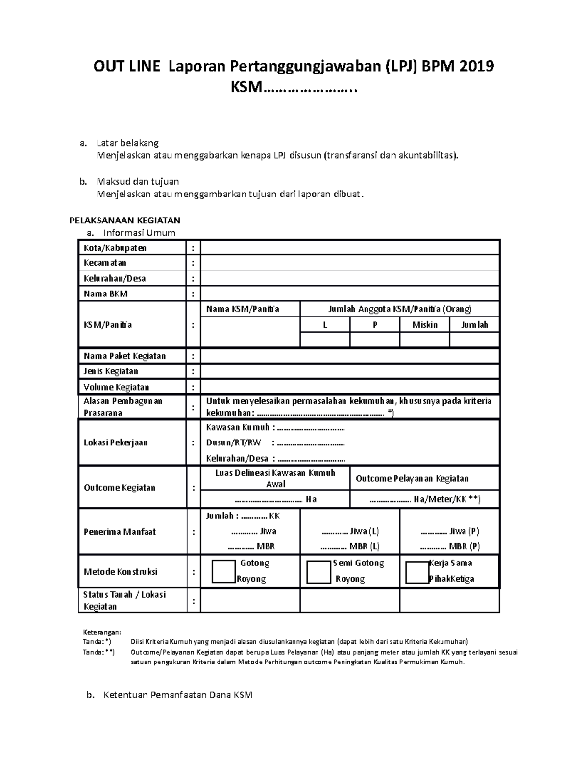 MB. TA - 09 Out line LPJ KSM BPM 2020 - OUT LINE Laporan ...