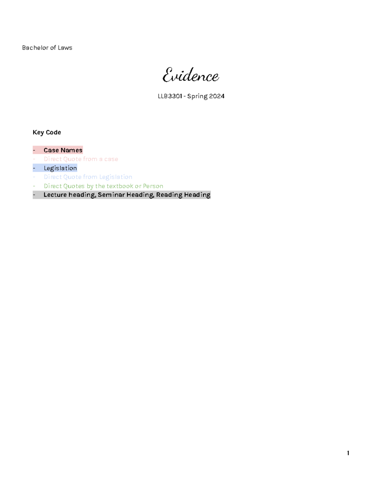 LLB3301 - Evidence Workbook - Bachelor of Laws Evidence LLB3301 ...