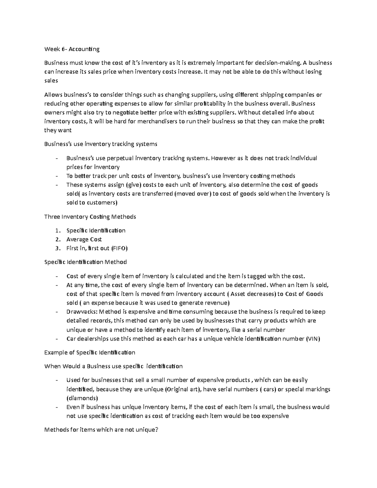 Week 6 - Accounting notes. - Week 6- Accounting Business must know the ...