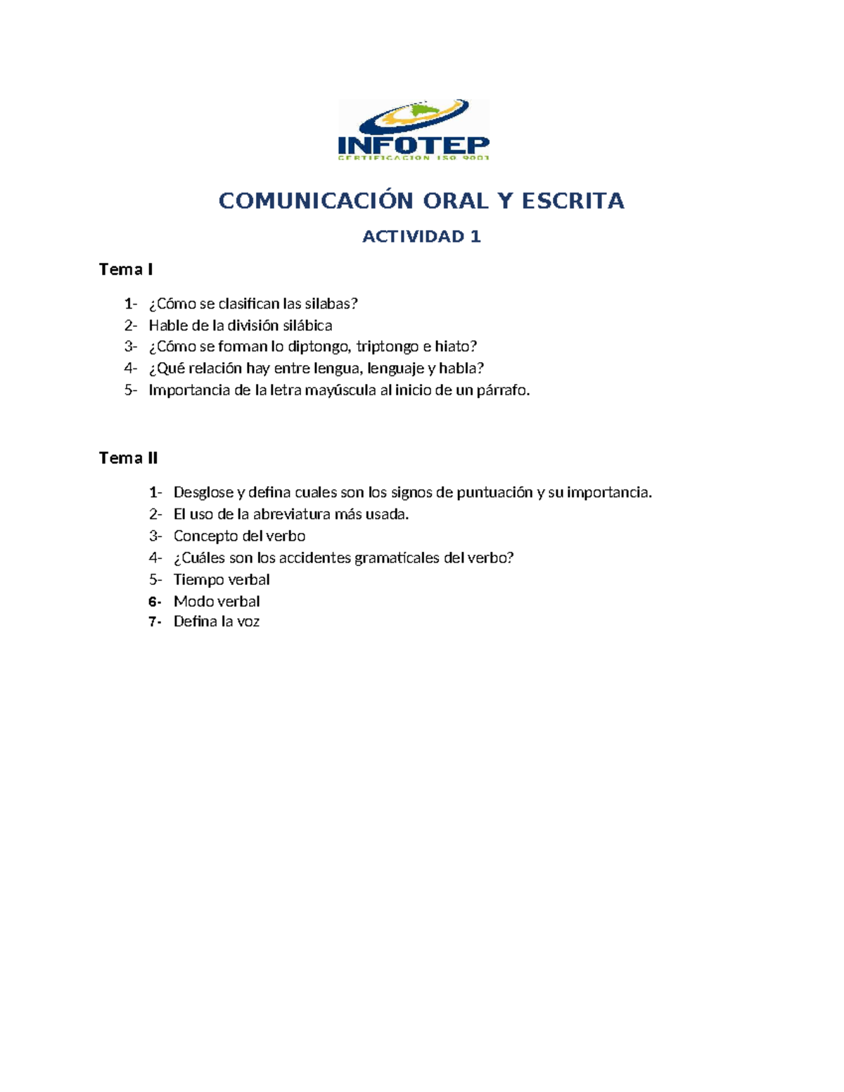 Actividad 1 Comunicacion Oral y Escrita - COMUNICACIÓN ORAL Y ESCRITA ...