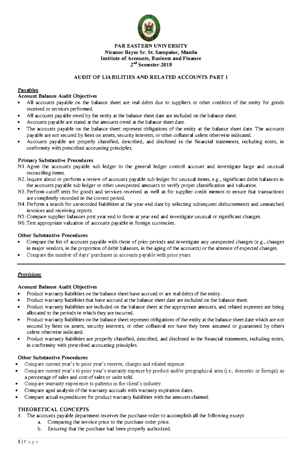 Audit-of-liabilities compress - FAR EASTERN UNIVERSITY Nicanor Reyes Sr ...