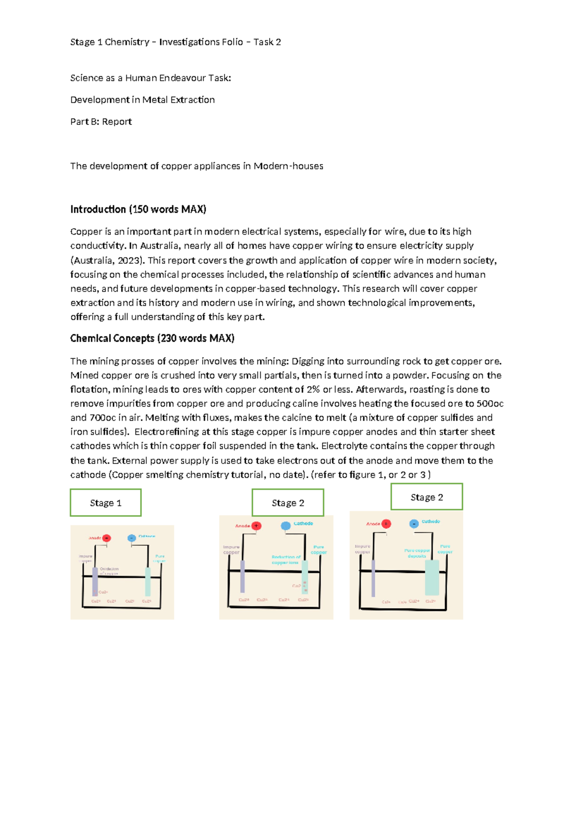 Copper 1 (1) - she task - Science as a Human Endeavour Task ...