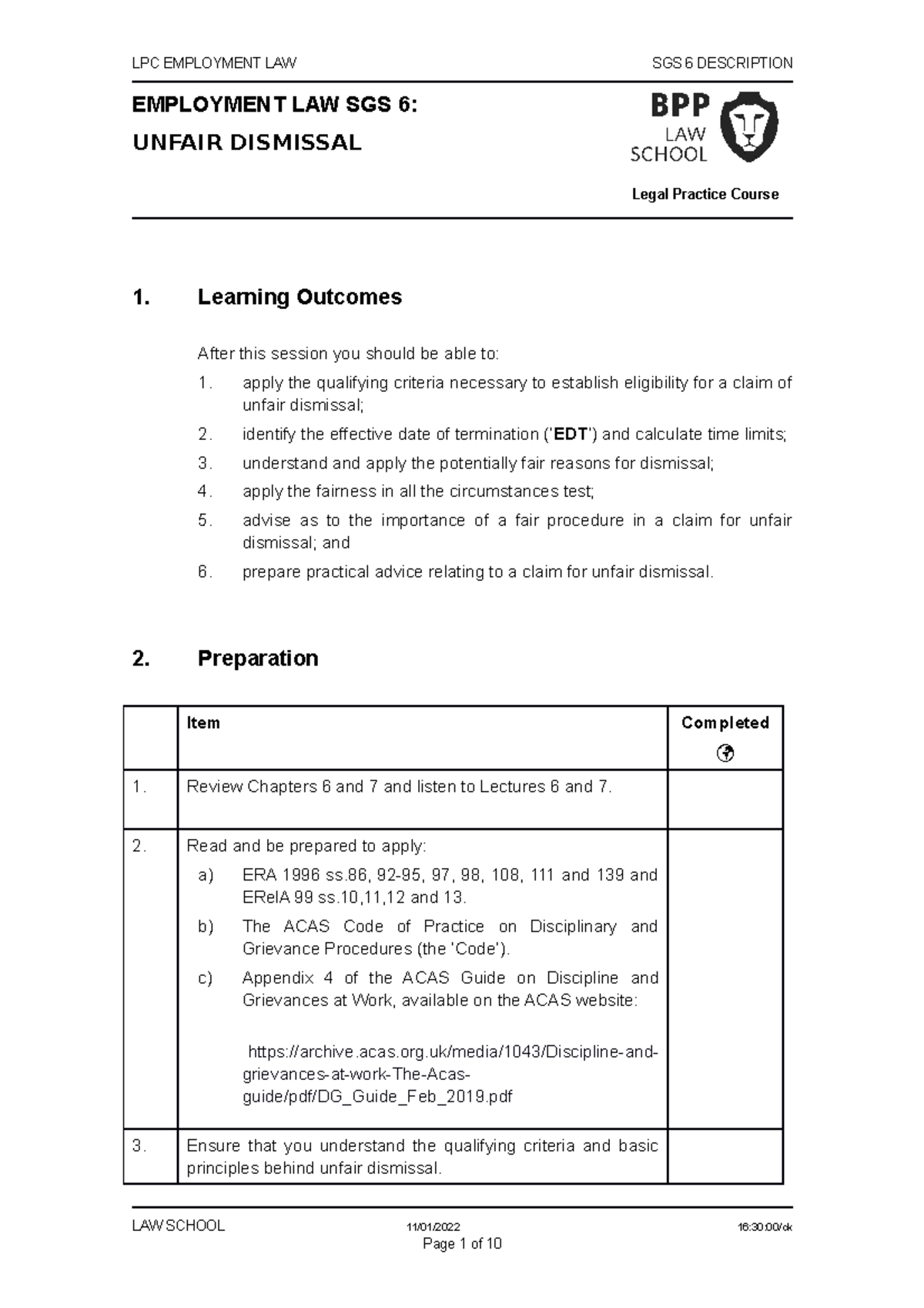 EL SGS 6 Description 21-22 - LPC EMPLOYMENT LAW SGS 6 DESCRIPTION ...