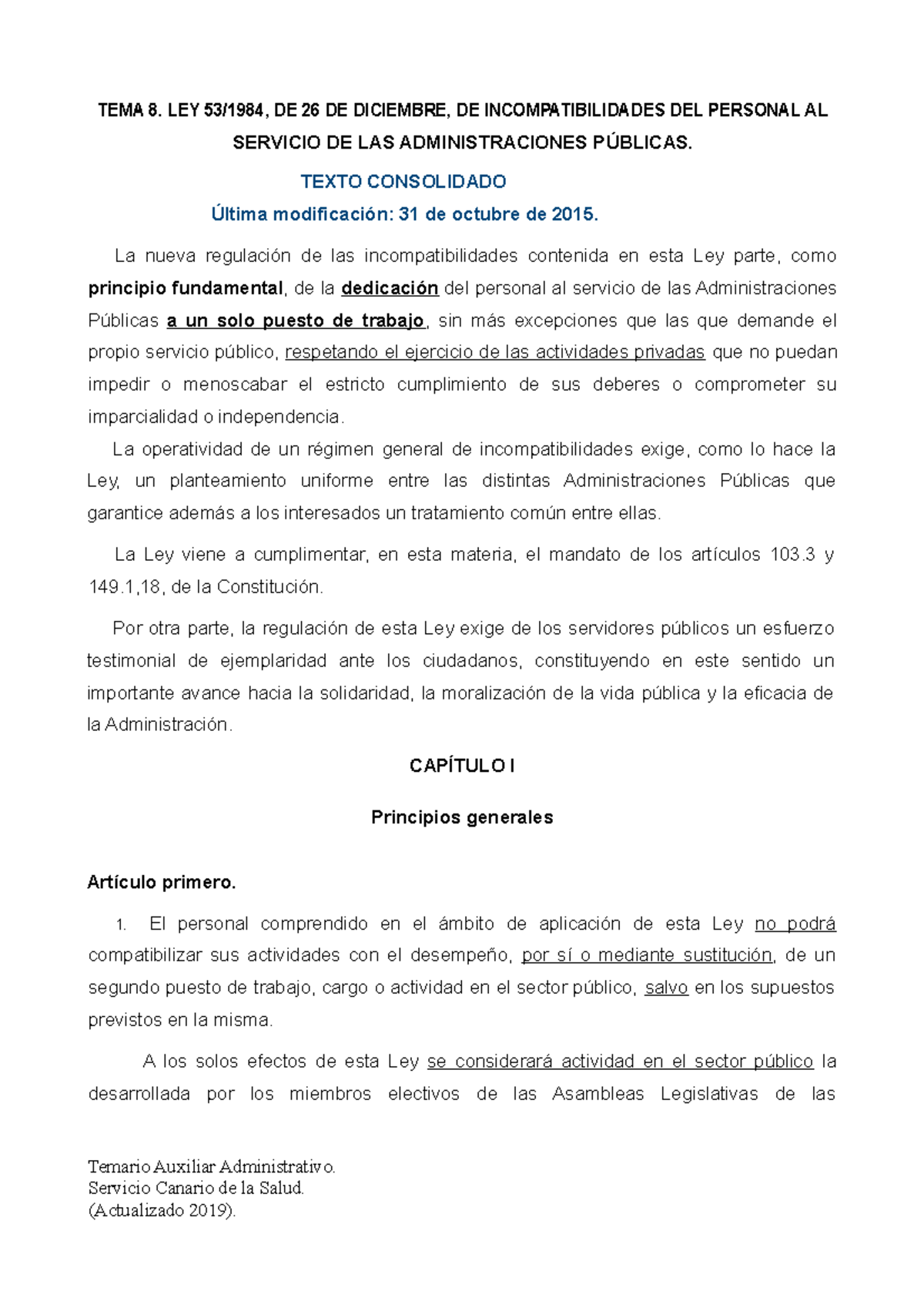 TEMA_8 Incompatibilidades del personal de la Administración Pública ...