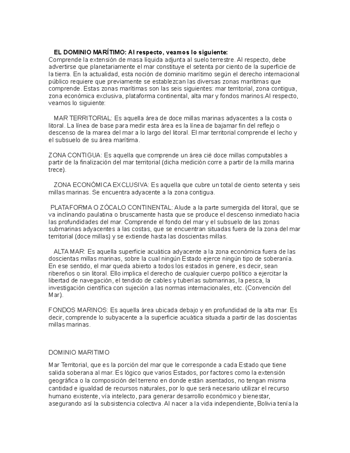 Dominio maritimo - 2 EL DOMINIO MARÍTIMO: Al respecto, veamos lo ...